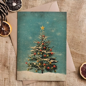 Vintage Christmas Tree Personalized Christmas Card, Holiday Greeting ...