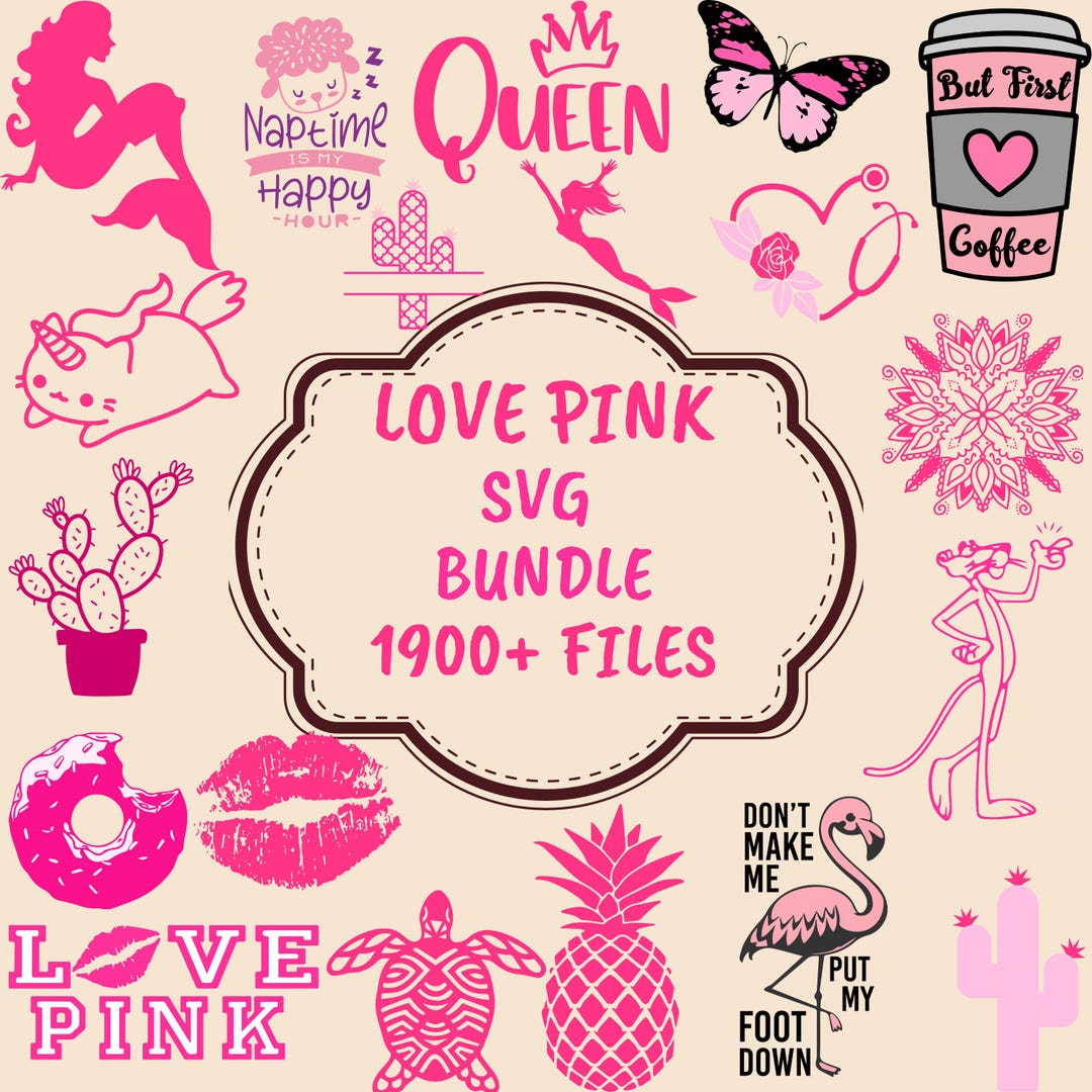 Pink SVG Bundle | Cactus, Panther, Mermaid and Flamingo Clipart | Cut ...