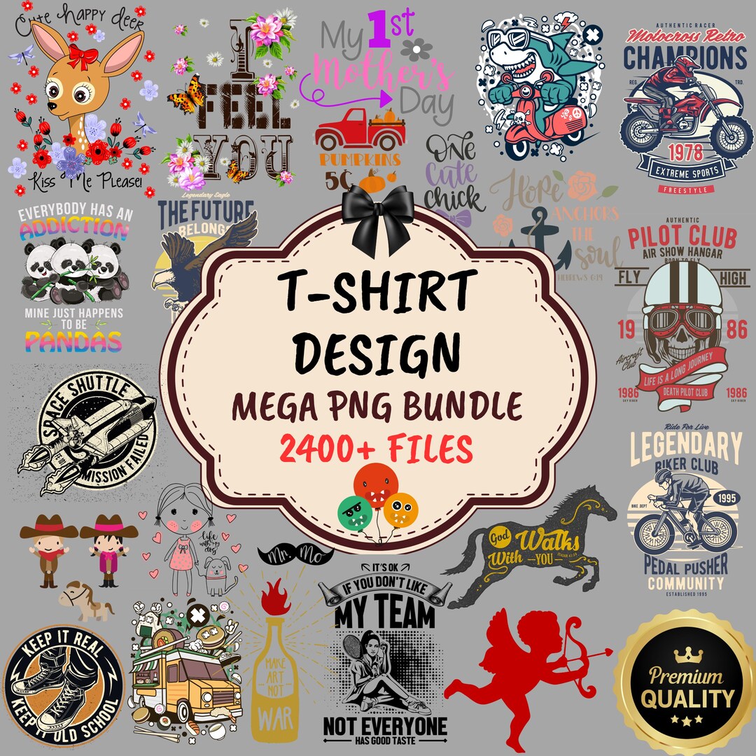 T-shirt Designs Mega Png Bundle, Digital T-shirt Designs in Various ...