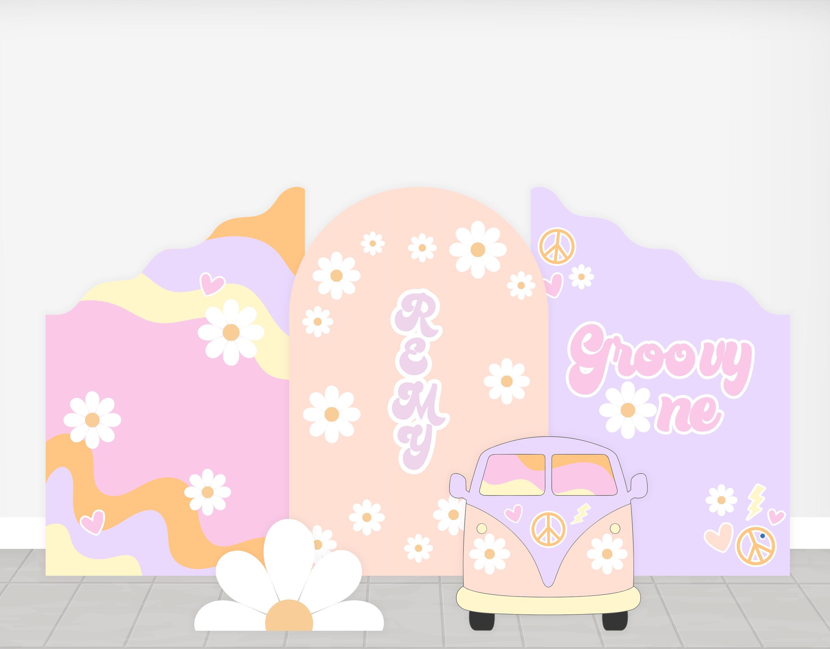 Groovy Birthday Decoration Backdrop. Young Wild and Three Birthday Two ...