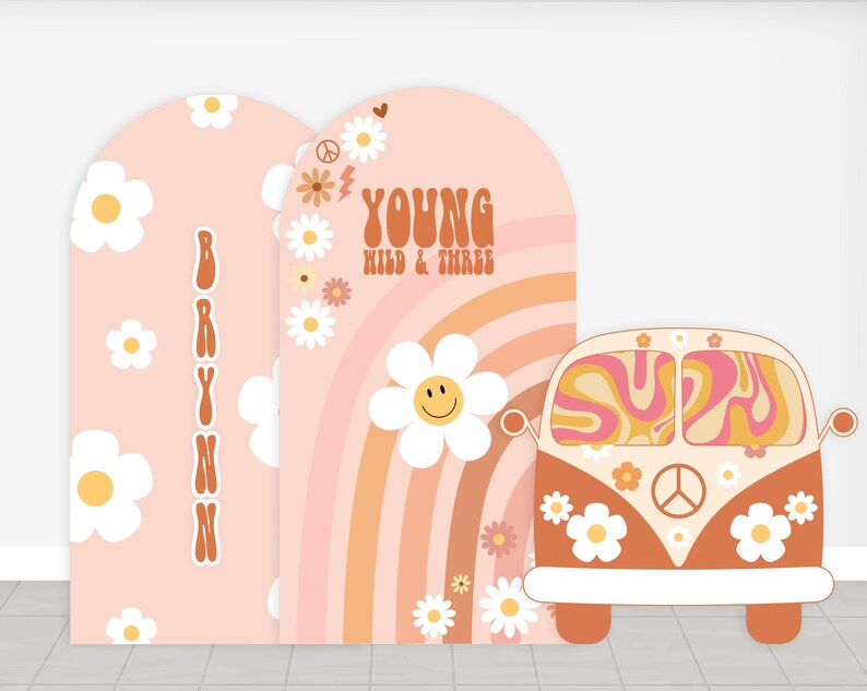 Groovy Birthday Decoration Backdrop. Young Wild and Three Birthday Two Groovy Groovy Oneone ...