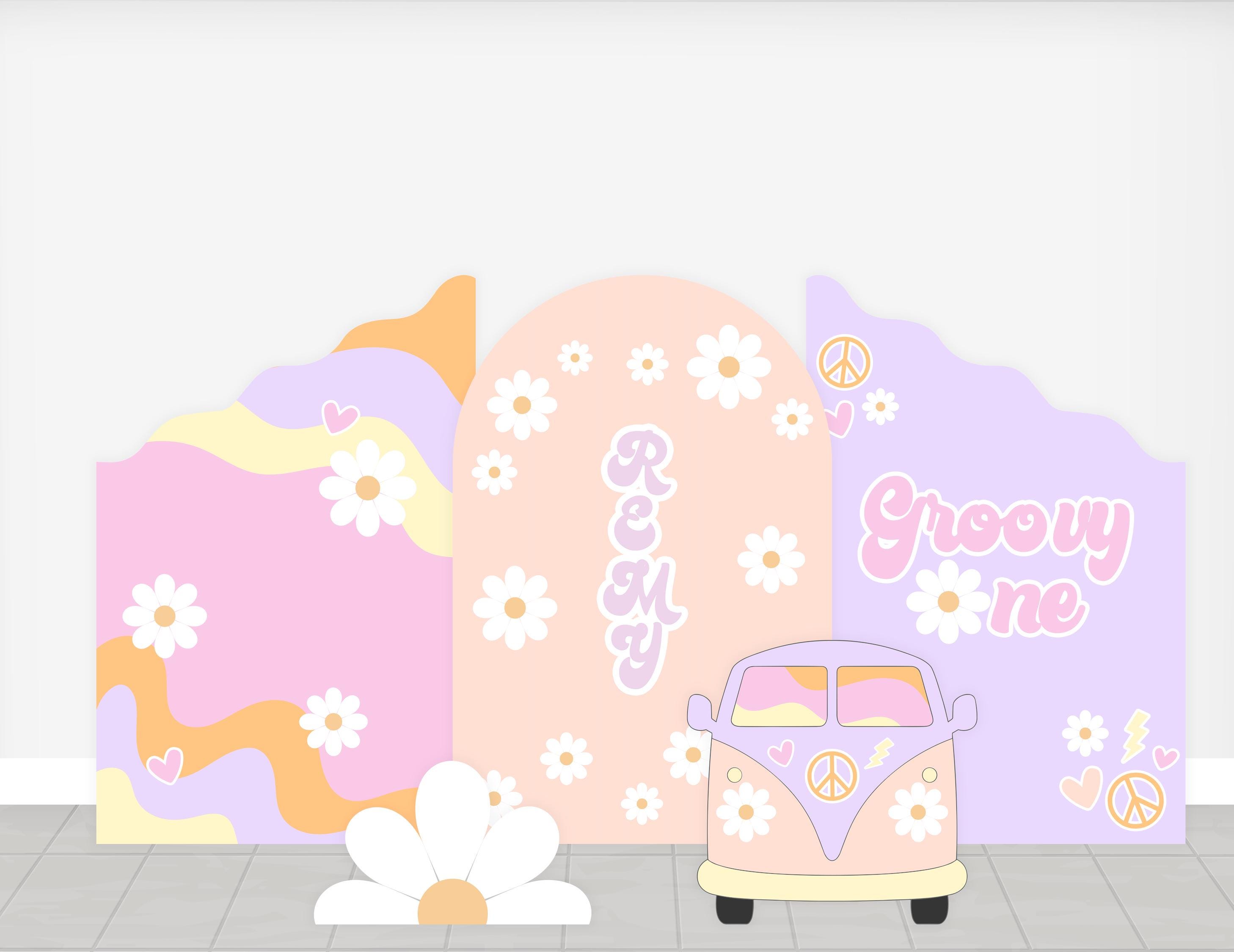 Groovy Birthday Decoration Backdrop. Young Wild and Three Birthday Two ...