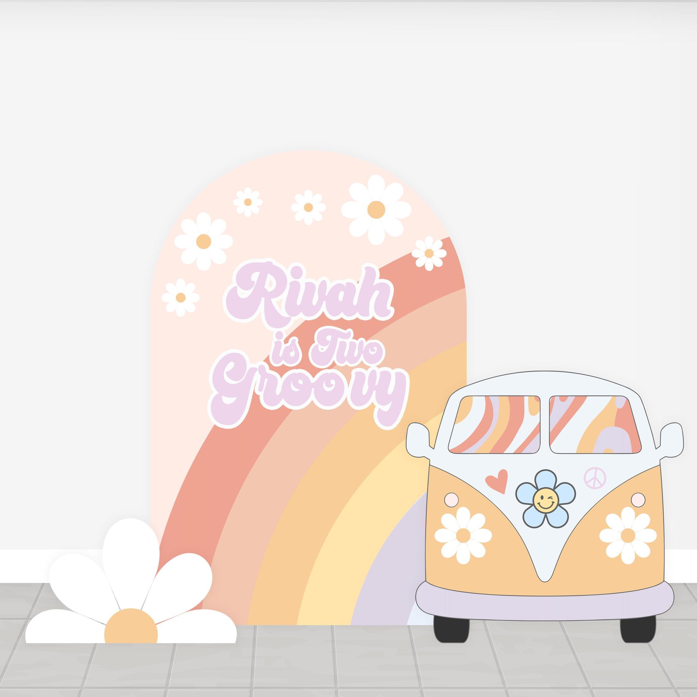 Groovy Birthday Decoration Backdrop. Young Wild and Three Birthday Two ...