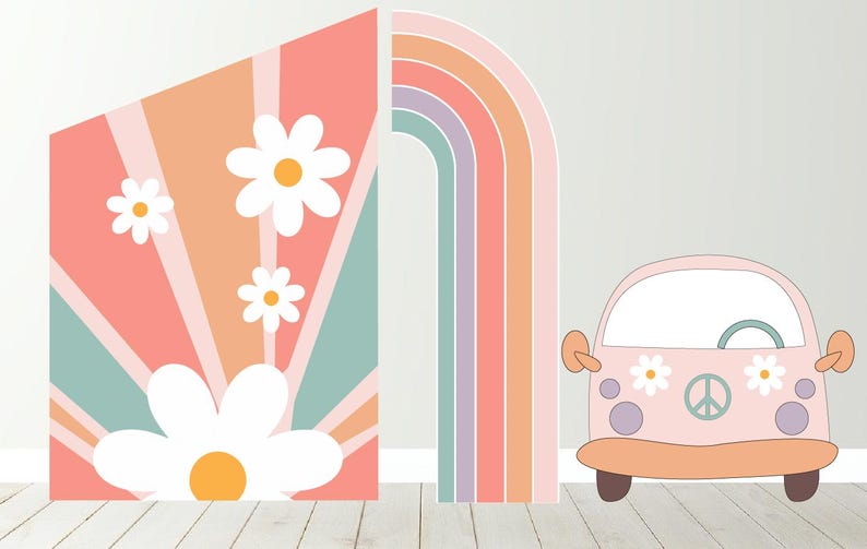 Groovy Birthday Decoration Backdrop. Young Wild and Three Birthday Two ...