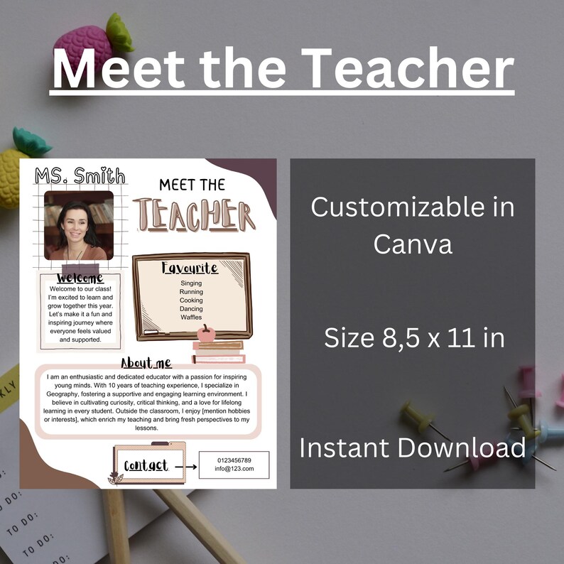 Meet the Teacher, Teacher Template, Editable in Canva, Back to School ...