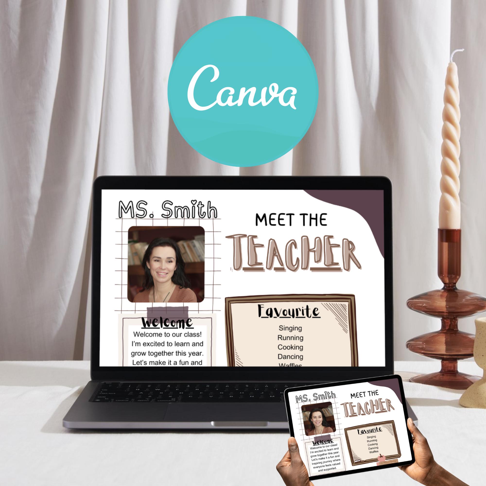 Meet the Teacher, Teacher Template, Editable in Canva, Back to School ...