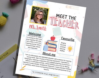 Meet the Teacher, Teacher Template, Editable in Canva, Back to School ...