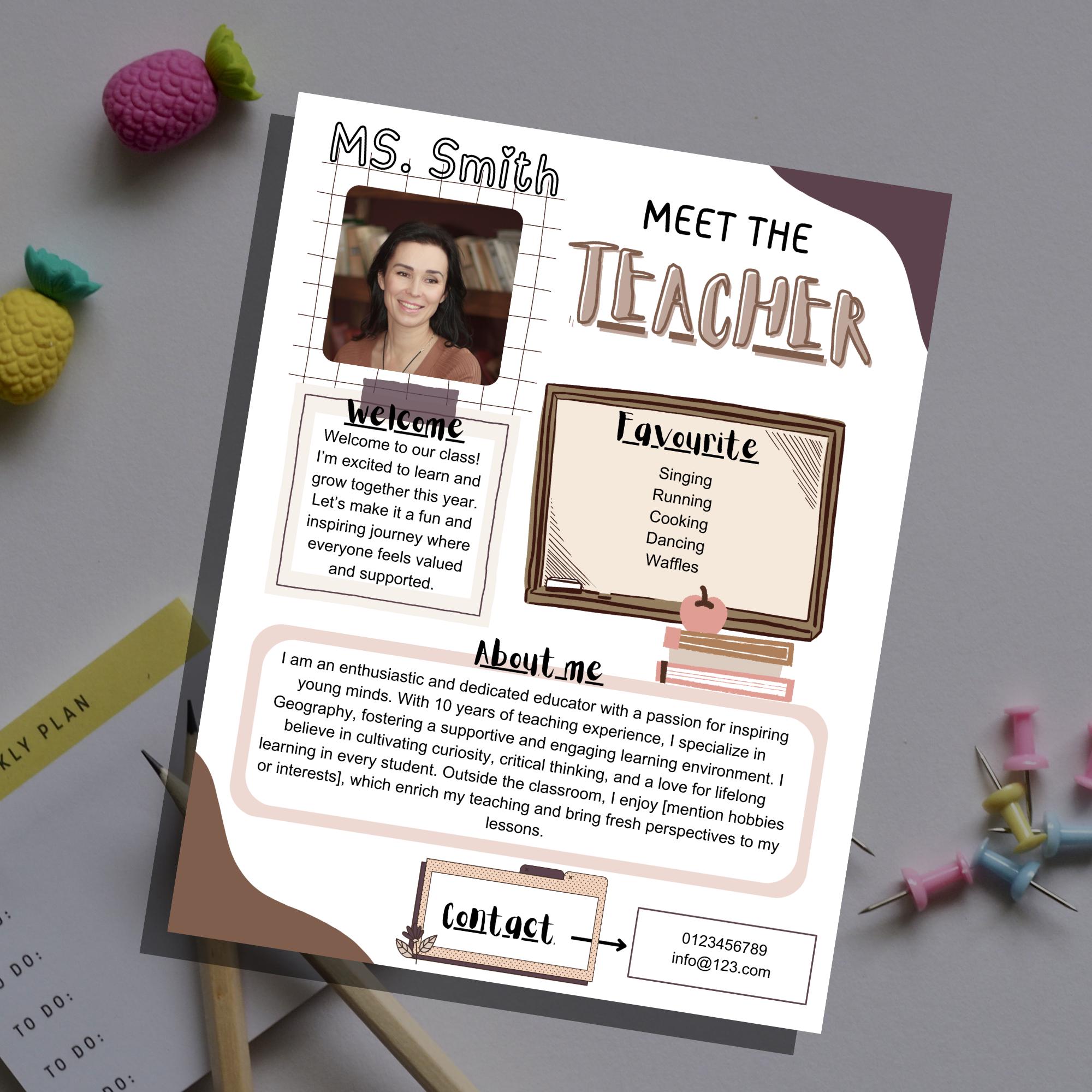 Meet the Teacher, Teacher Template, Editable in Canva, Back to School ...