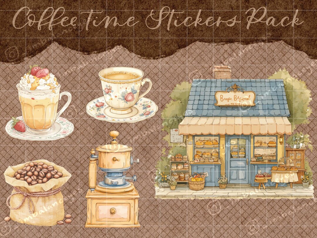 Coffee Time Sticker Pack - Digital Goodnotes & Transparent PNG Stickers ...