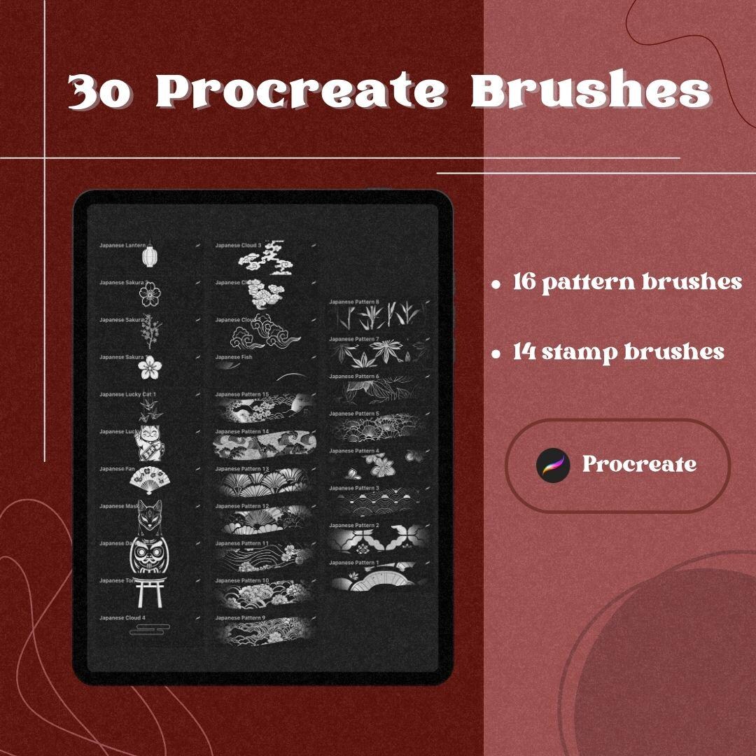 Japanese Traditional Patterns - Procreate Brush Set (30 Brushes) - Etsy