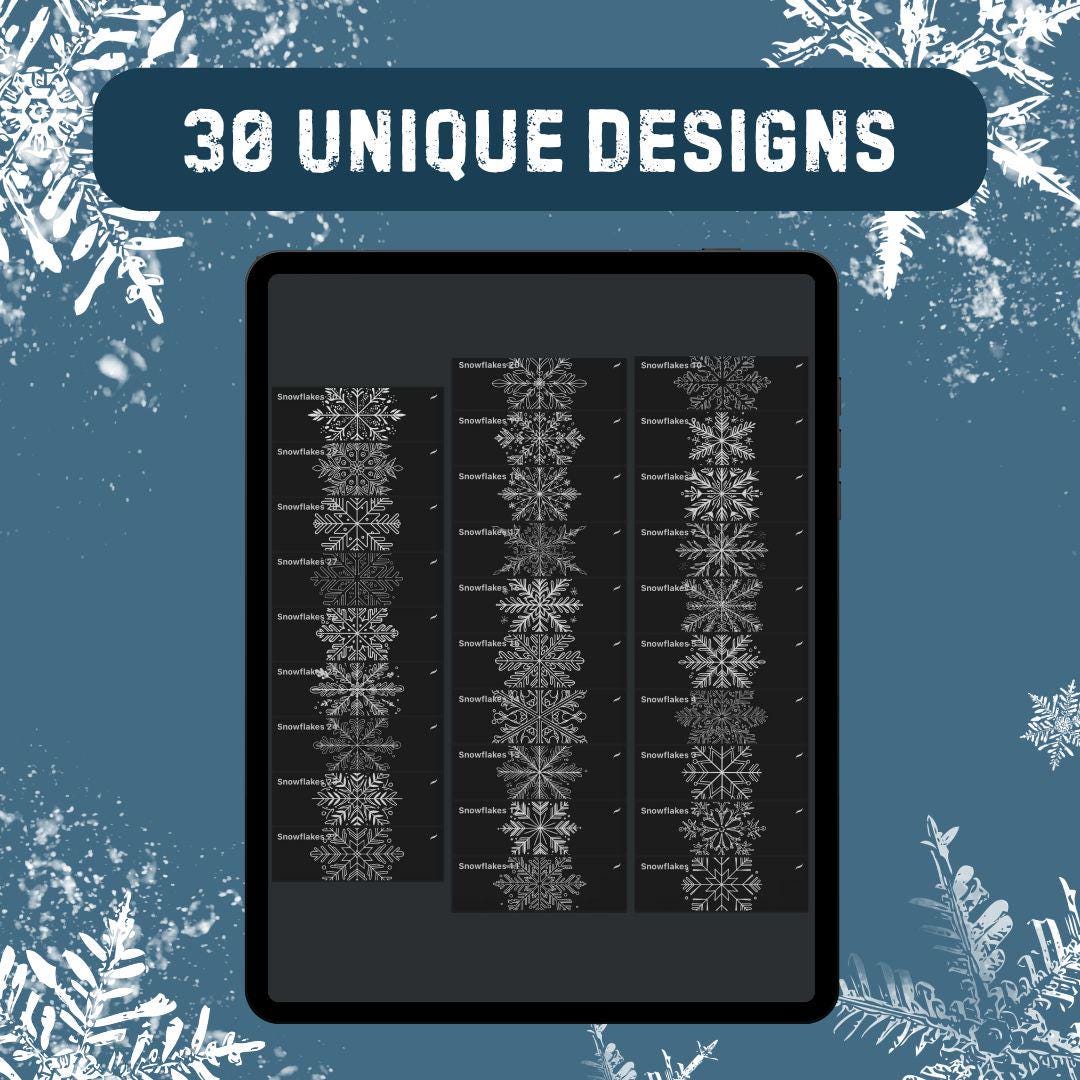 30 Unique Designed Snowflake Stamps - Procreate Brush Set - Etsy