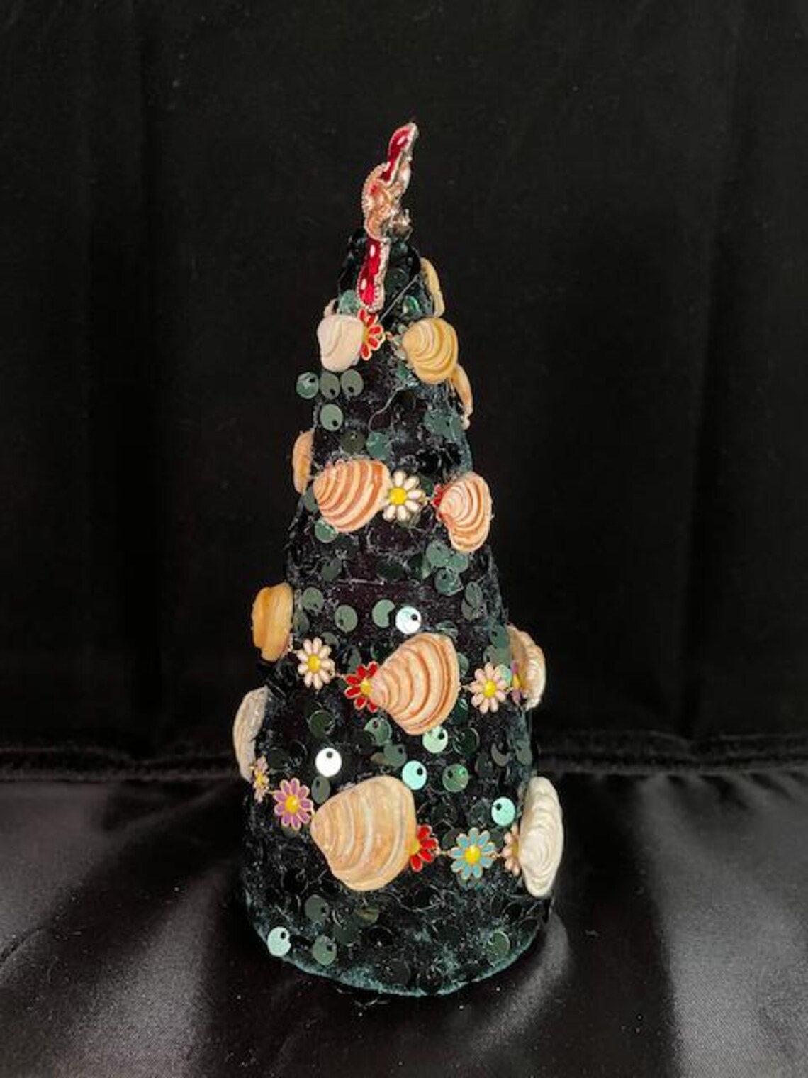 Velvet Christmas Tree Decorated With Rare Pawleys Island Shells and ...