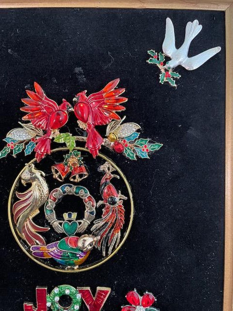 Irish Birdsong. A Rare Irish Claddagh Pin Enameled in Christmas Colors ...