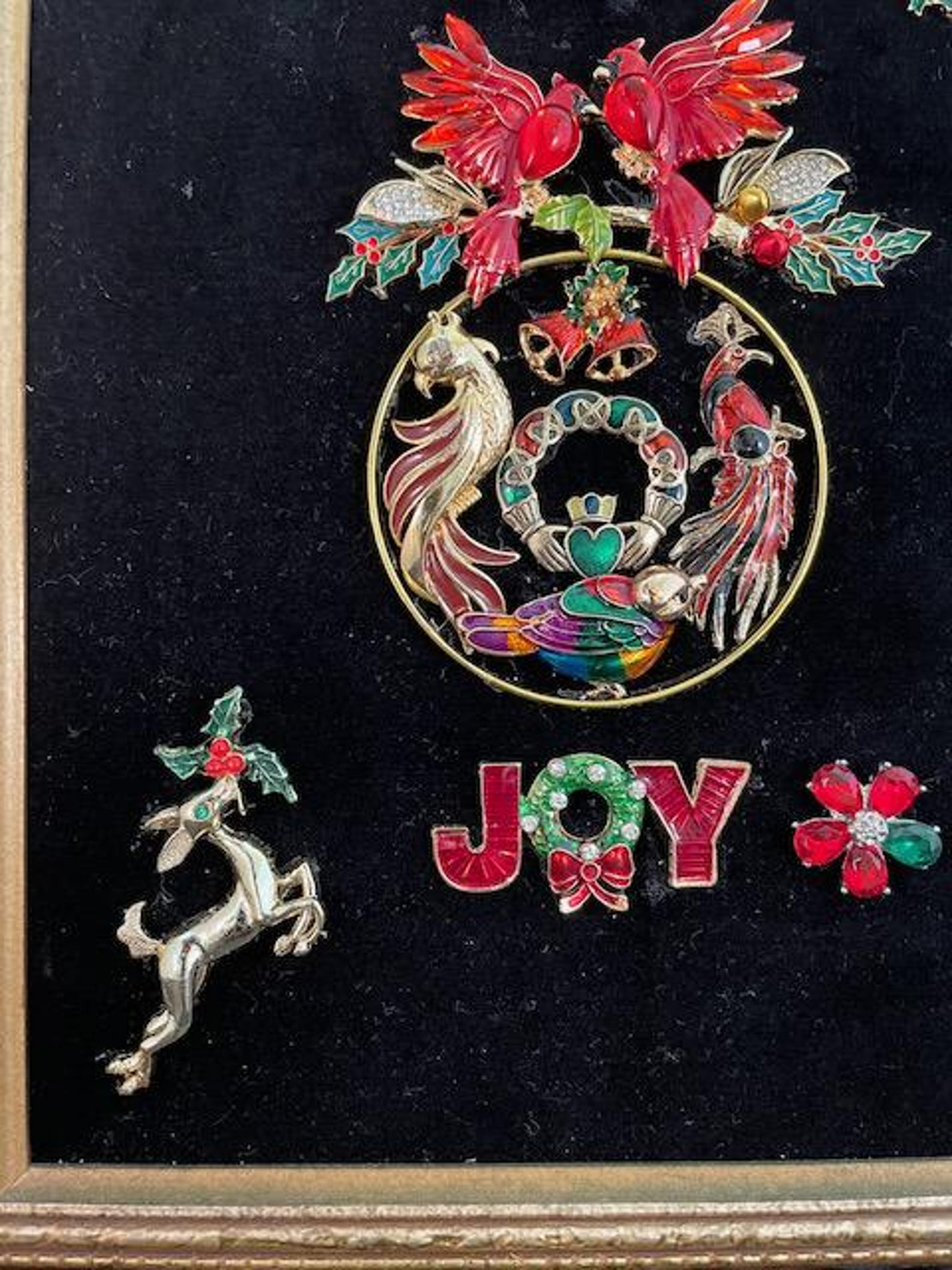Irish Birdsong. A Rare Irish Claddagh Pin Enameled in Christmas Colors ...