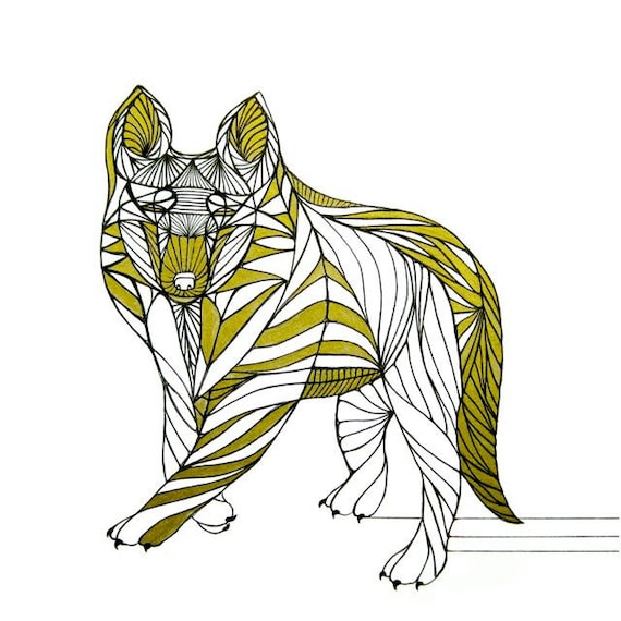 WOLF LINE DRAWING Art by Thailan When - Etsy