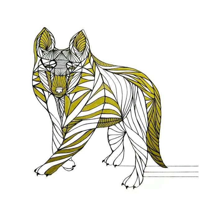 WOLF LINE DRAWING- Art by Thailan When - Etsy