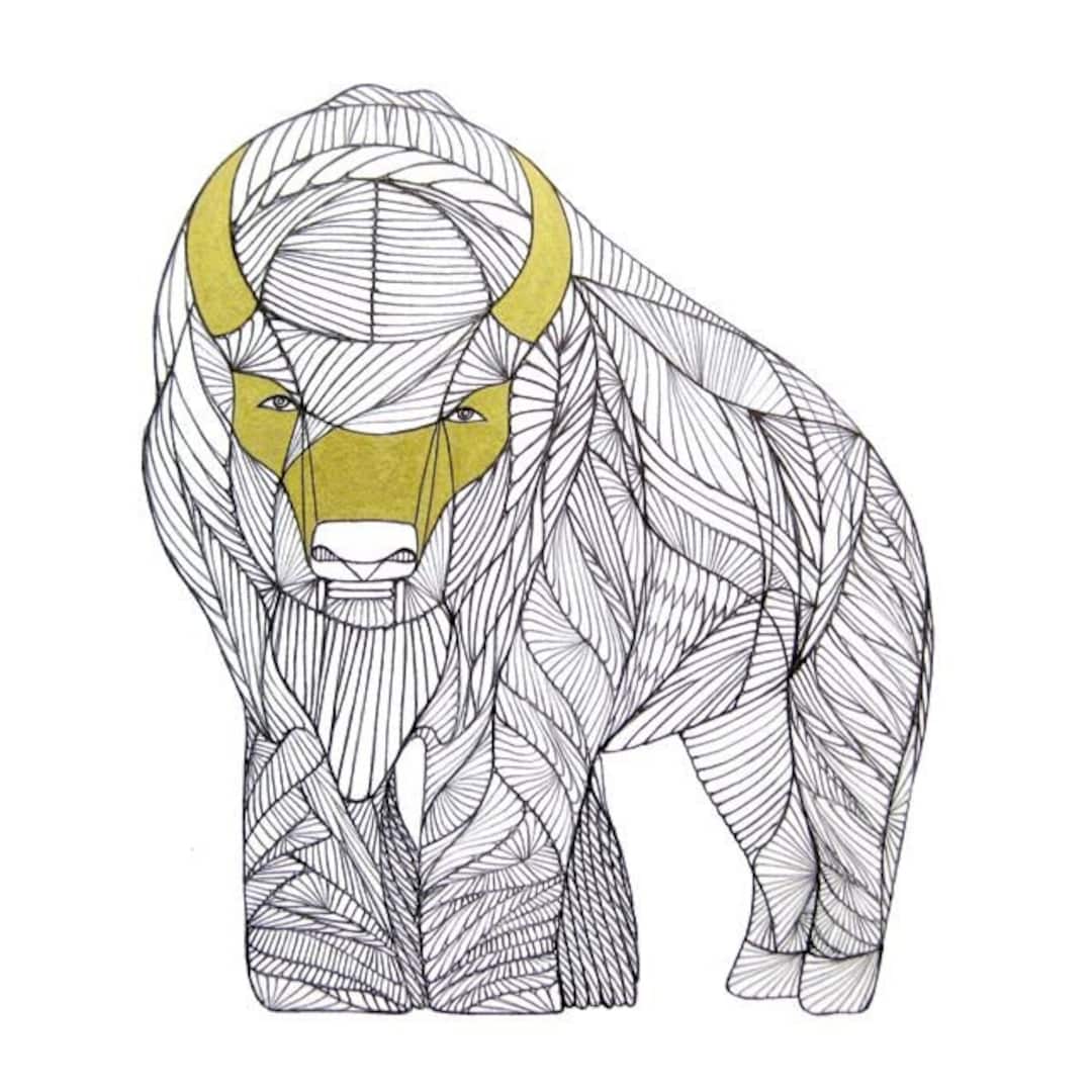BUFFALO LINE DRAWING- Art by Thailan When - Etsy