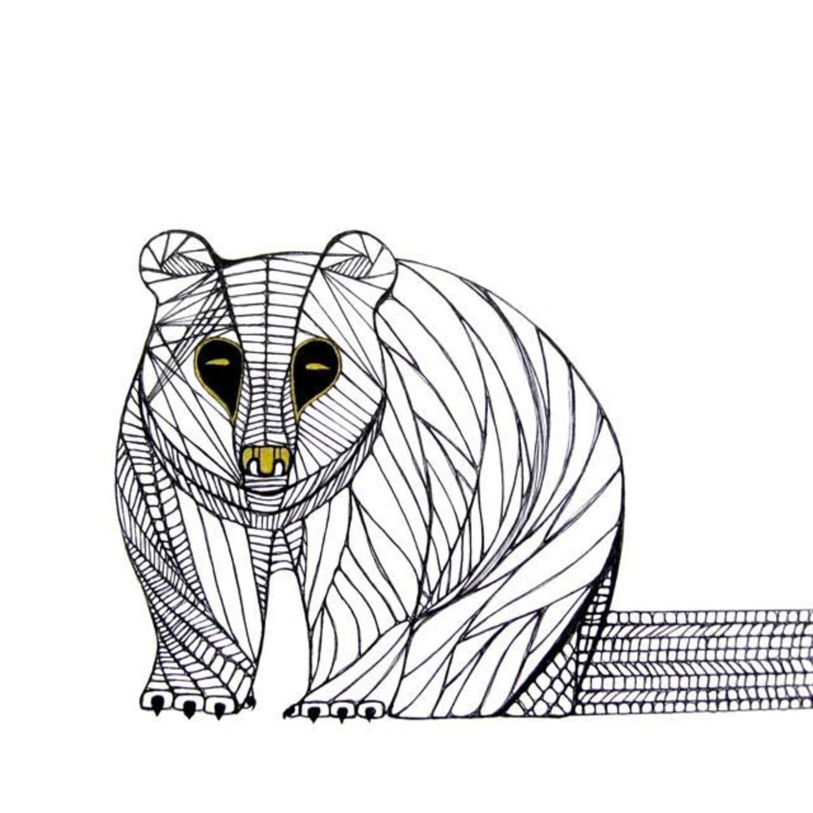 BEAR LINE DRAWING- Art by Thailan When - Etsy