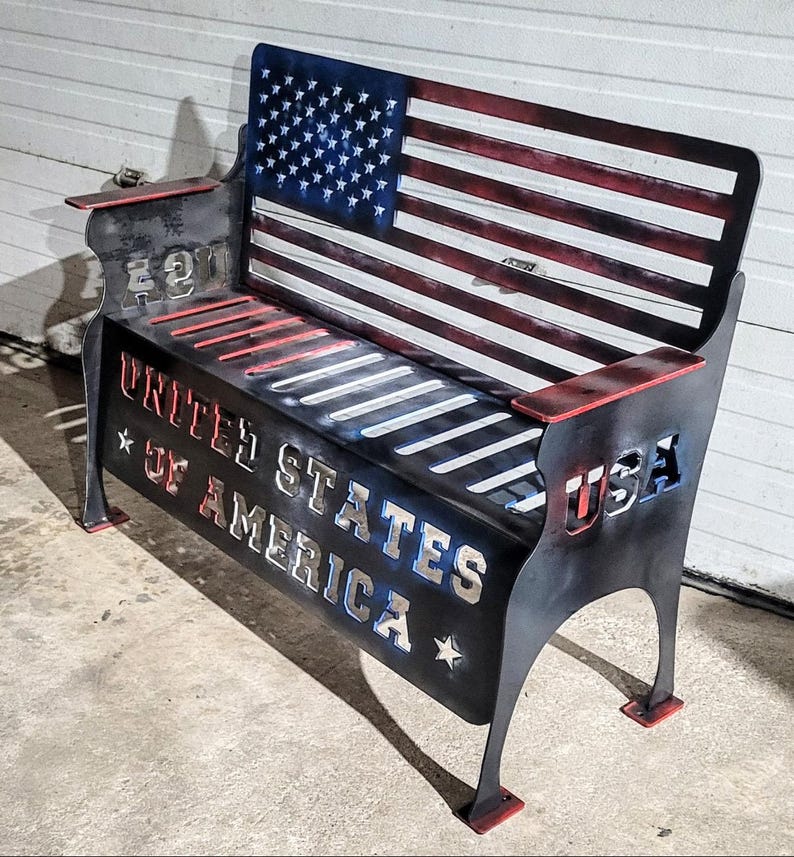 American Flag Bench DXF Laser Cut File | CNC Patriotic Design | Digital ...