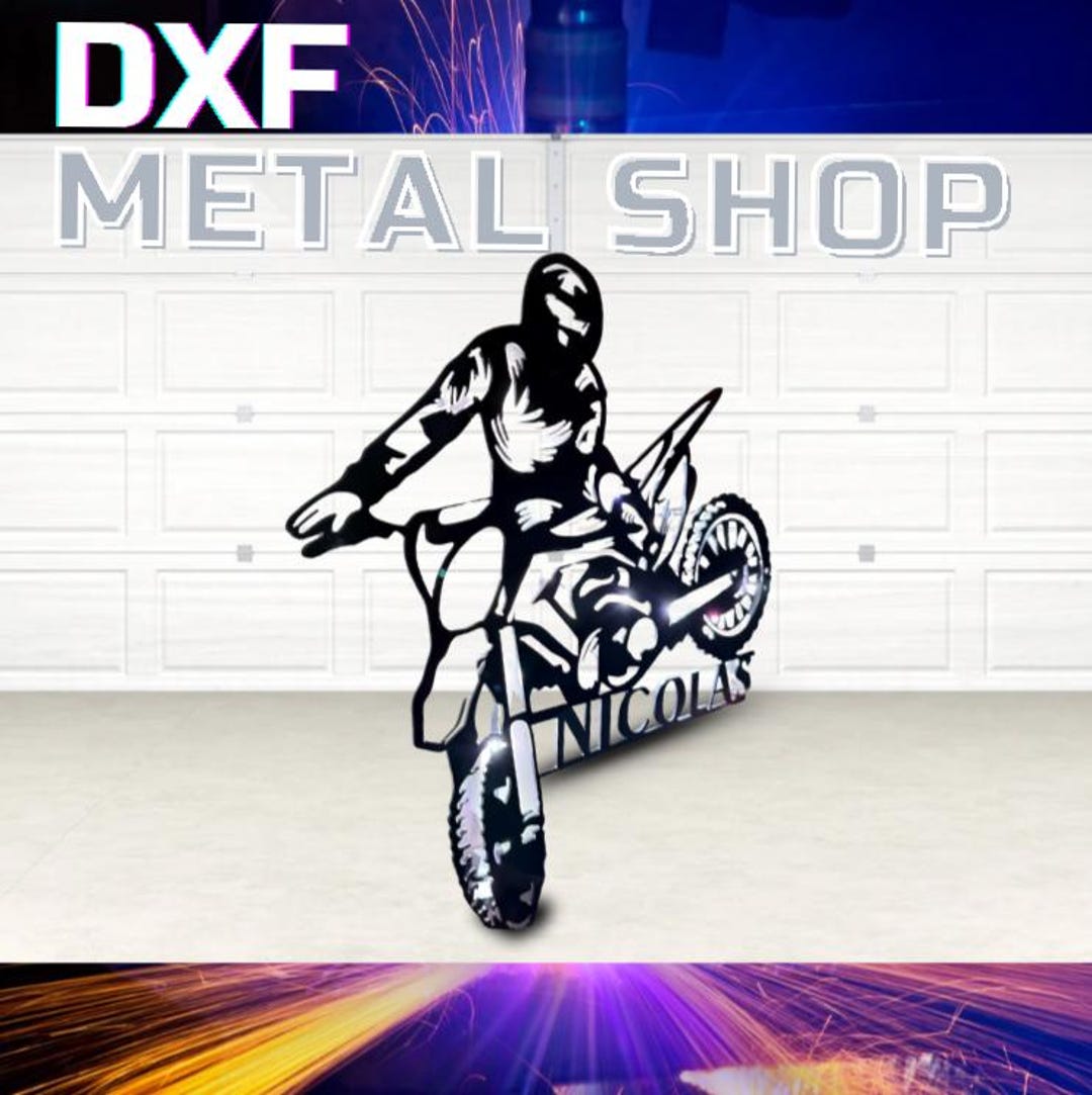 Metal Dirt Bike Name Sign - Custom Motocross Wall Art - Personalized ...