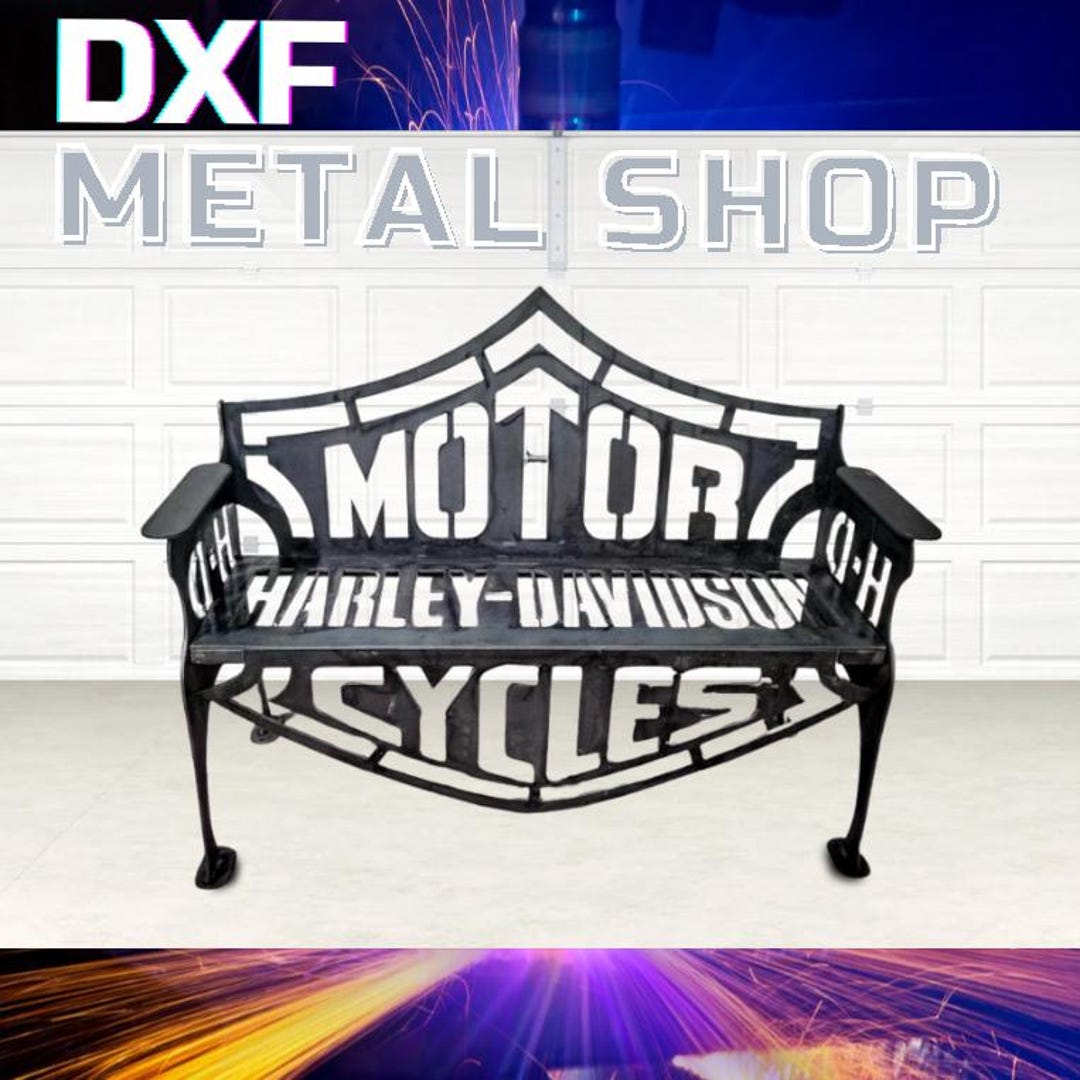 Harley Davidson Metal Bench CNC DXF File - Outdoor & Garage Decor ...