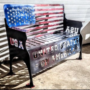 American Flag Metal Bench - USA Dxf File Custom CNC Laser Cut Design ...