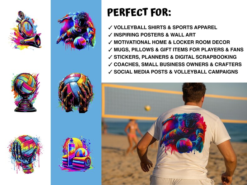 Neon Volleyball PNG Clipart Bundle: Sports Graphics for Sublimation ...