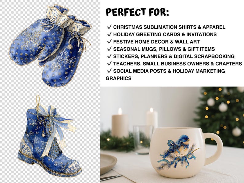 Winter Holiday PNG Set – 13 Nordic Xmas Illustrations & Vintage ...