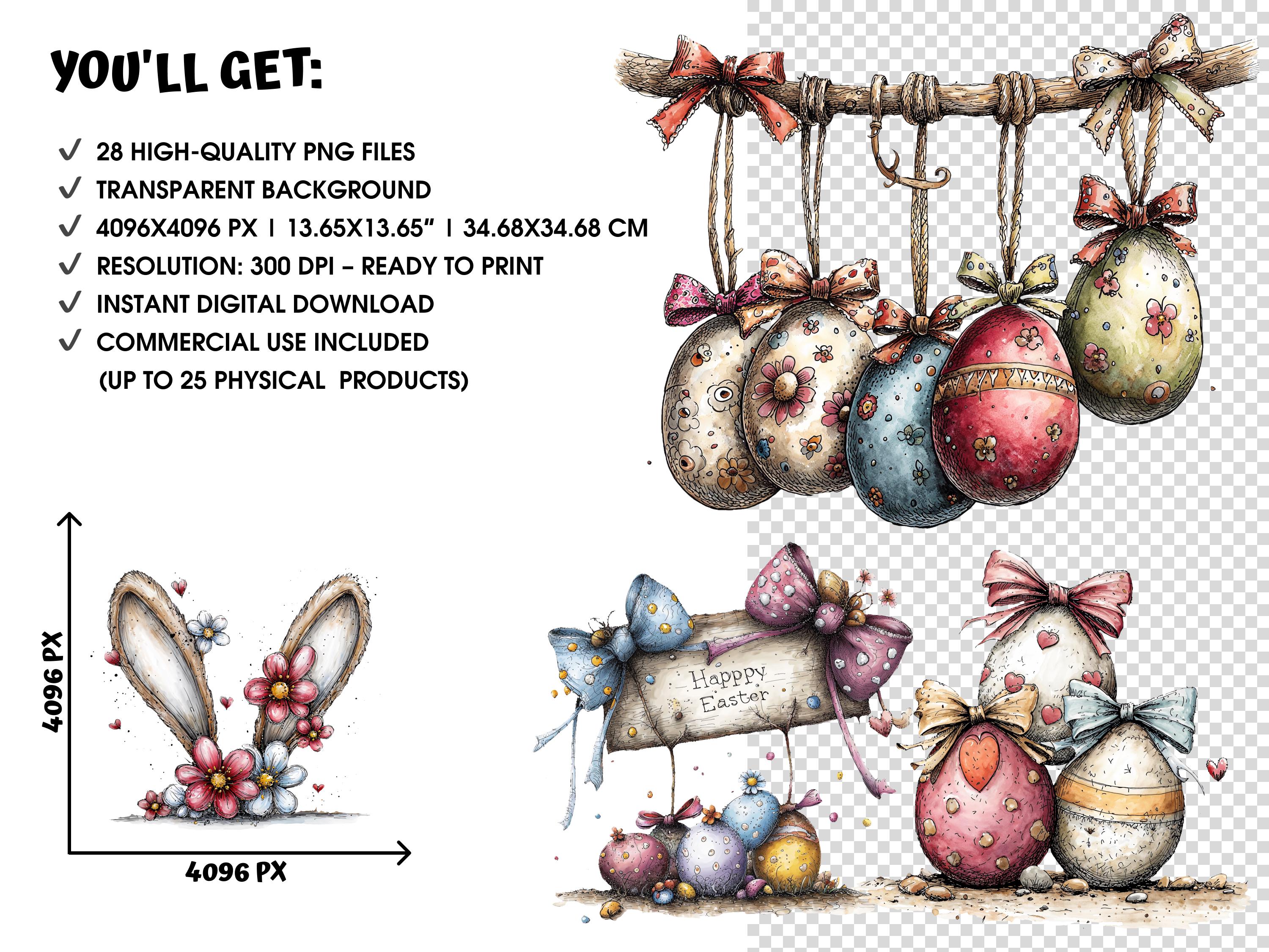 Watercolor Easter Bunny Clipart | Pastel Eggs, Commercial Use Pngs ...