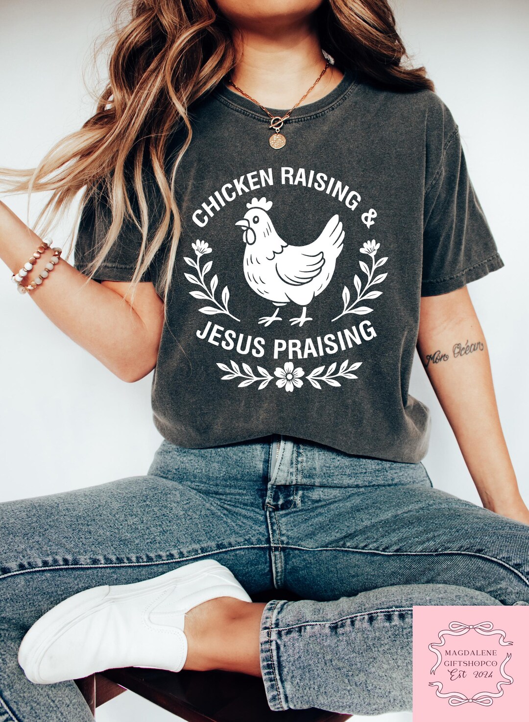 Chicken Raising and Jesus Praising Shirt, Christian Chicken T-shirt ...