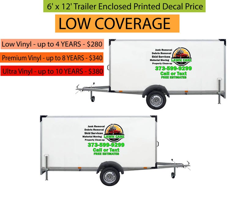 Custom Trailer Decals for 6x12 Enclosed Trailer, Vinyl Lettering ...