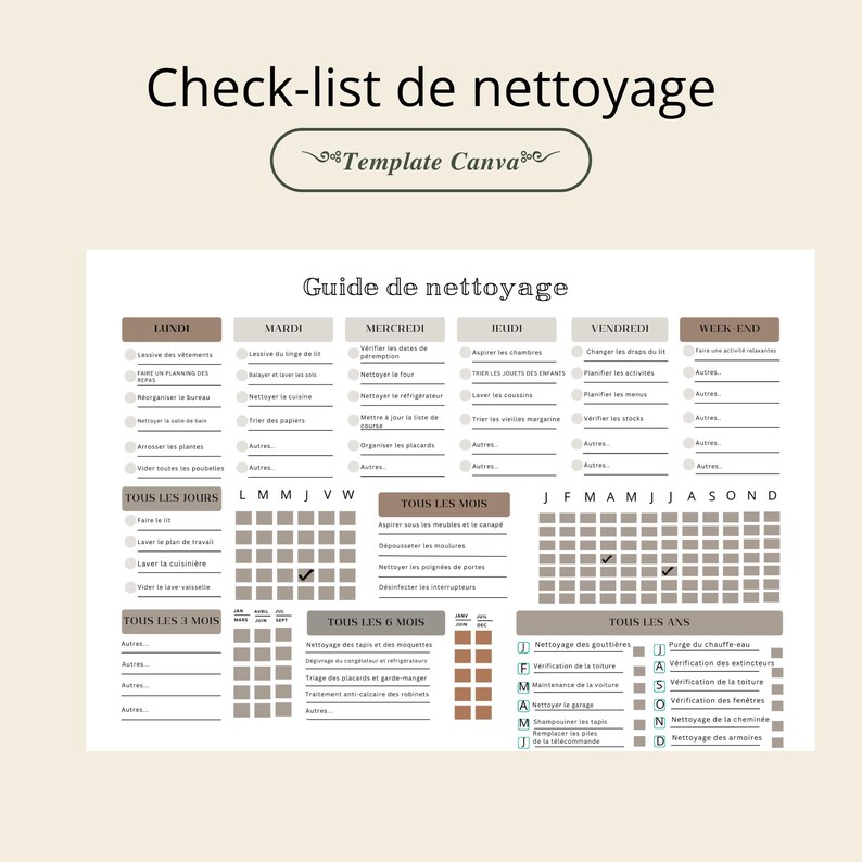 Canva Cleaning Checklist Boho Style Household and Organization Template ...