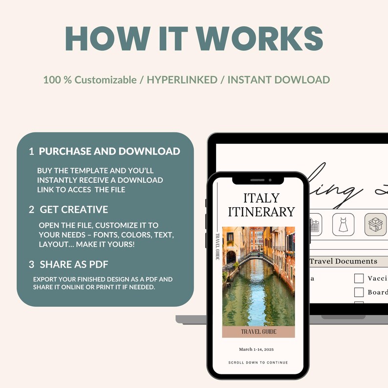 Editable Italy Travel Itinerary Template – Interactive Mobile Canva ...