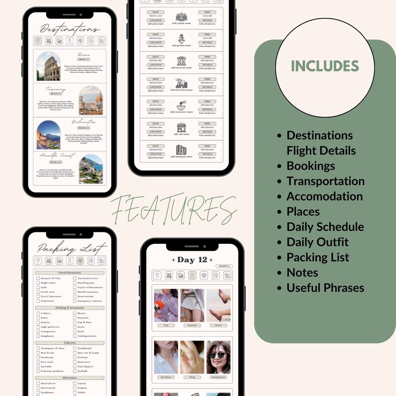 Editable Italy Travel Itinerary Template – Interactive Mobile Canva ...
