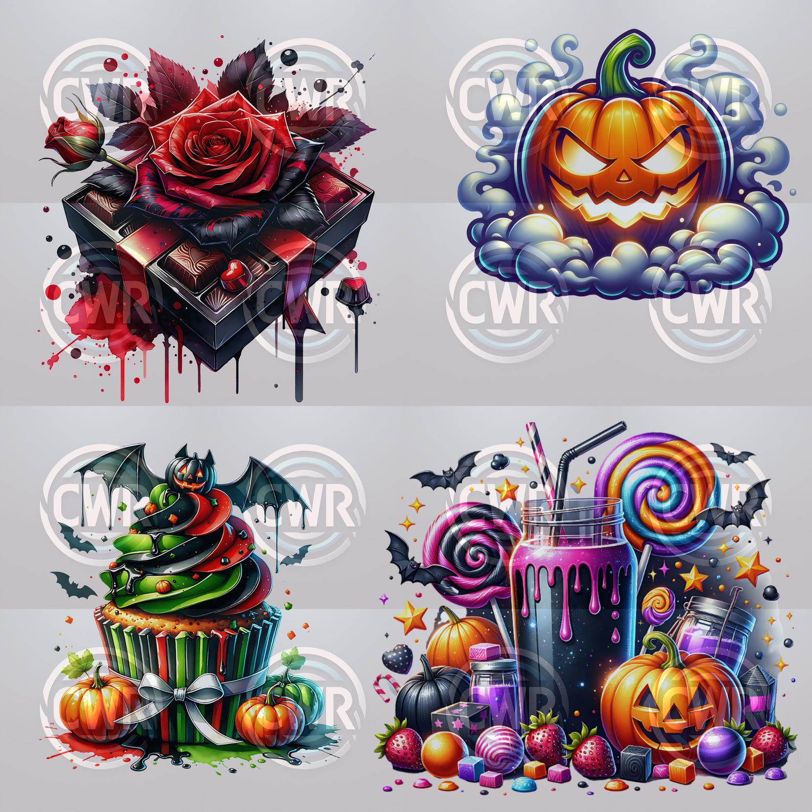 Halloween Candy Clipart Bundle: Spooky Treats PNG Graphics + Freebies ...