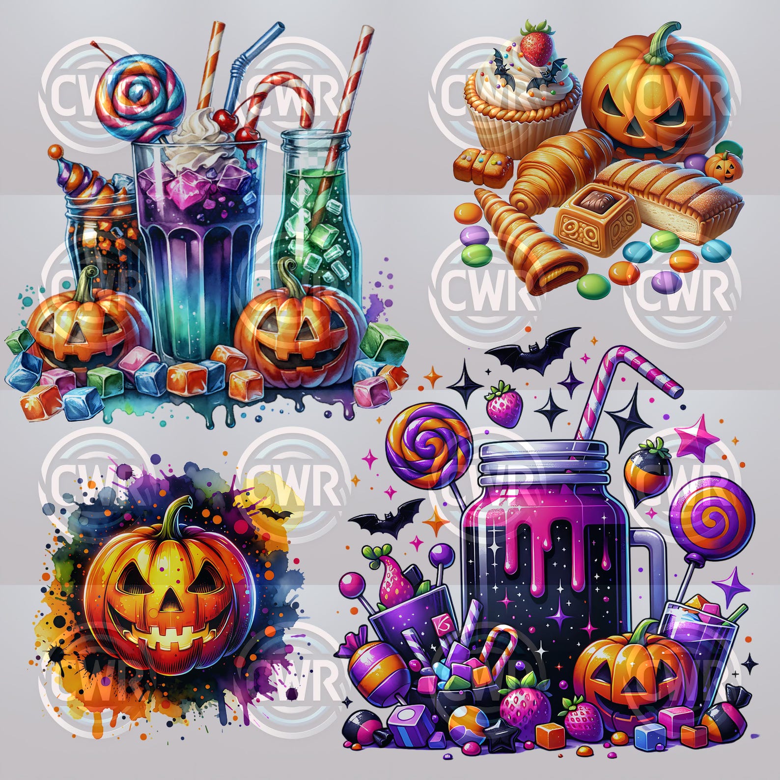 Halloween Candy Clipart Bundle: Spooky Treats PNG Graphics + Freebies ...