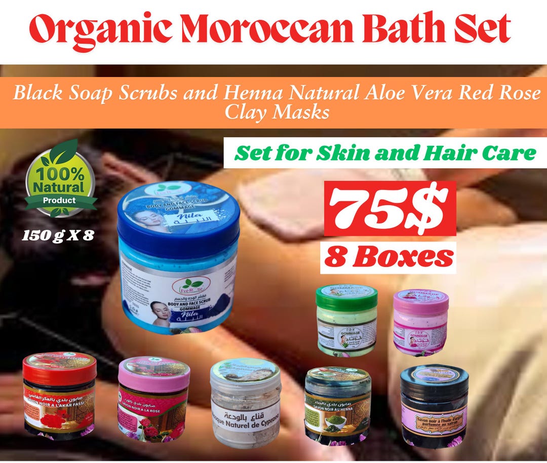 Moroccan Bath Set Ultimate Skin And Hair Care Organic Moroccan Bath Set Black Soap Scrubs And