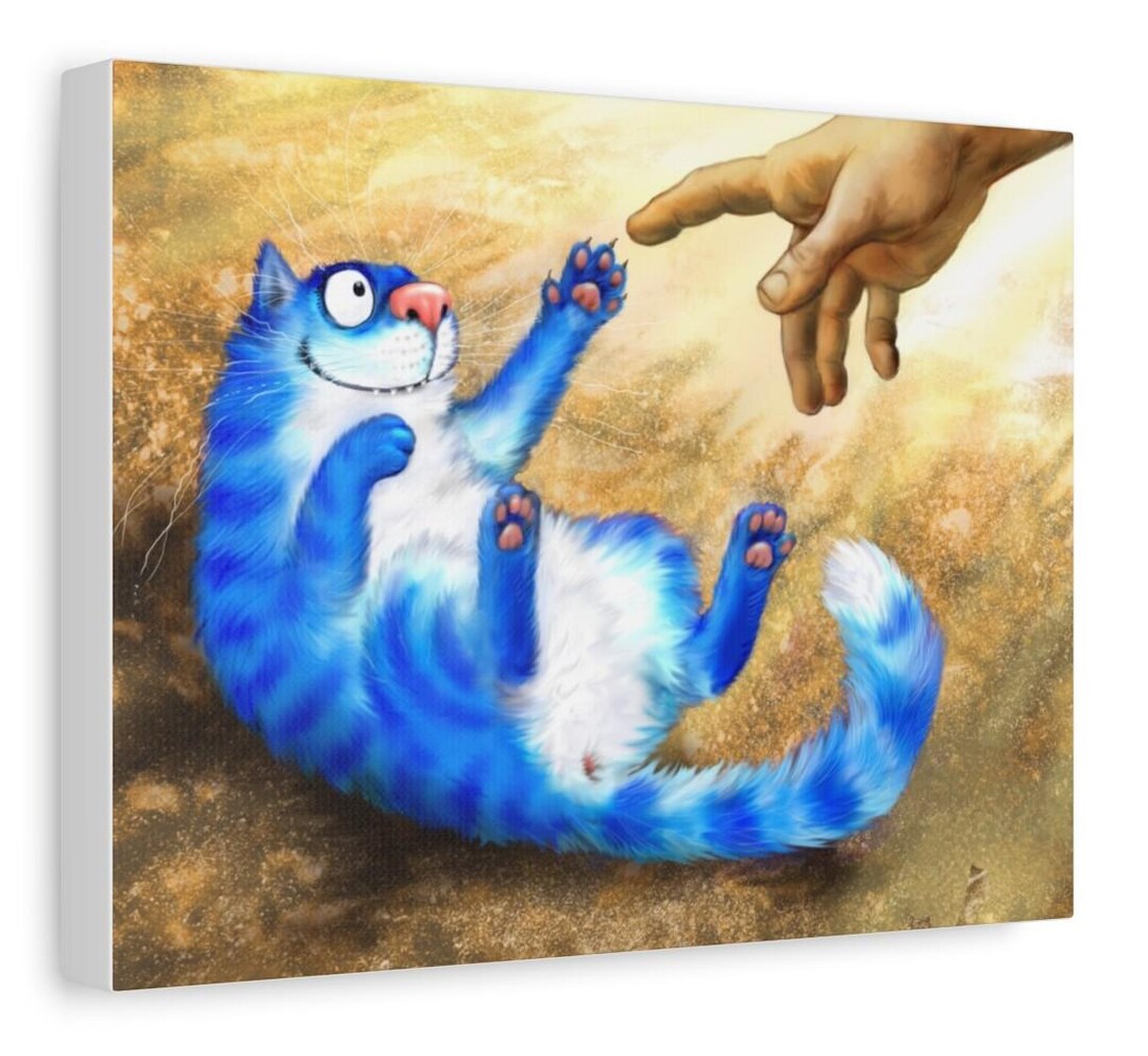 Real Painting Print, God and Cat, Cat Wall Art, Cat Home Decor, Cat ...