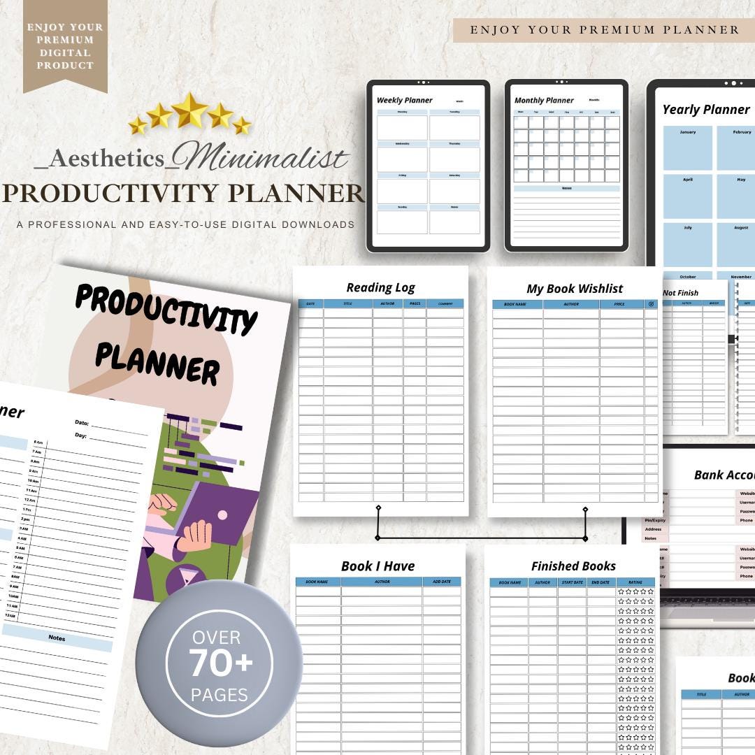 Productivity Planner, Goal Planner, Daily Planner, Weekly Planner, Work ...