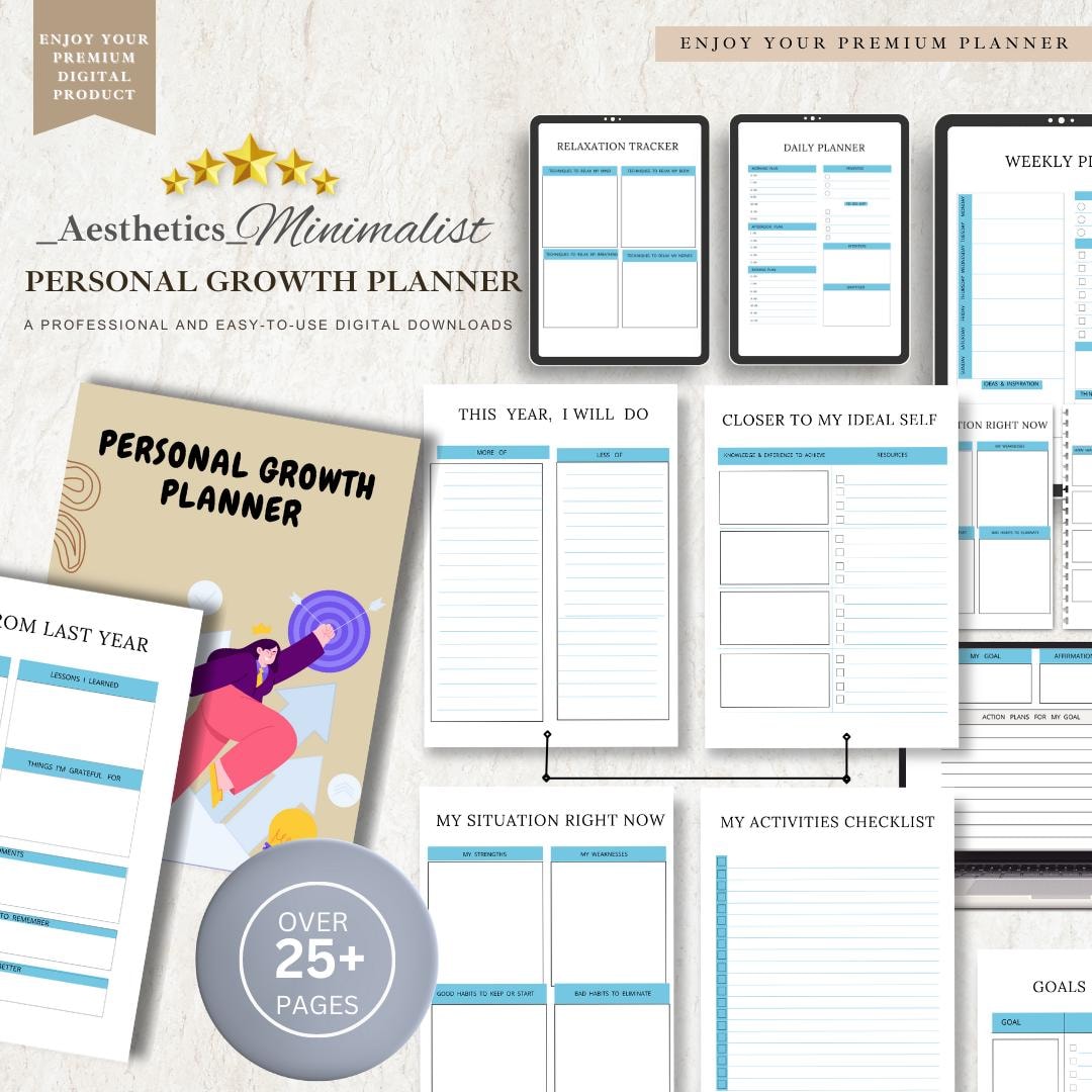 Personal Growth Planner: Daily Productivity, Goal Setting (digital ...
