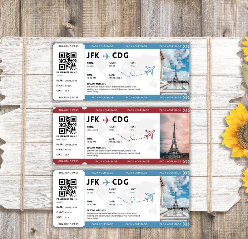 Editable Travel Boarding Pass Template: Vacation Trip Surprise ...