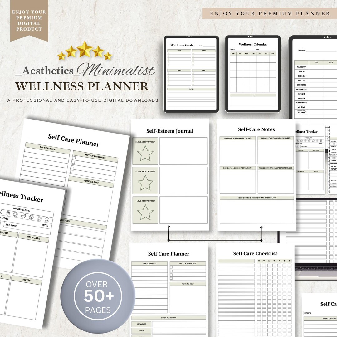 Wellness Planner: Self-care Journal, Daily Tracker (digital Download ...