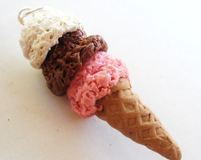 Triple Scoop Neapolitan Ice Cream Pendant Etsy