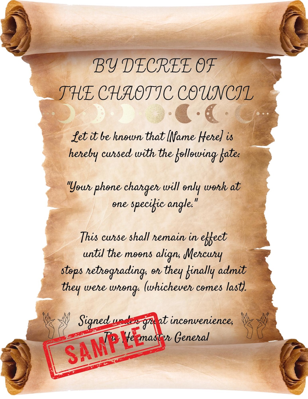 Customizable Curse Scroll Template: Witchy Gag Gift for Revenge | Funny ...