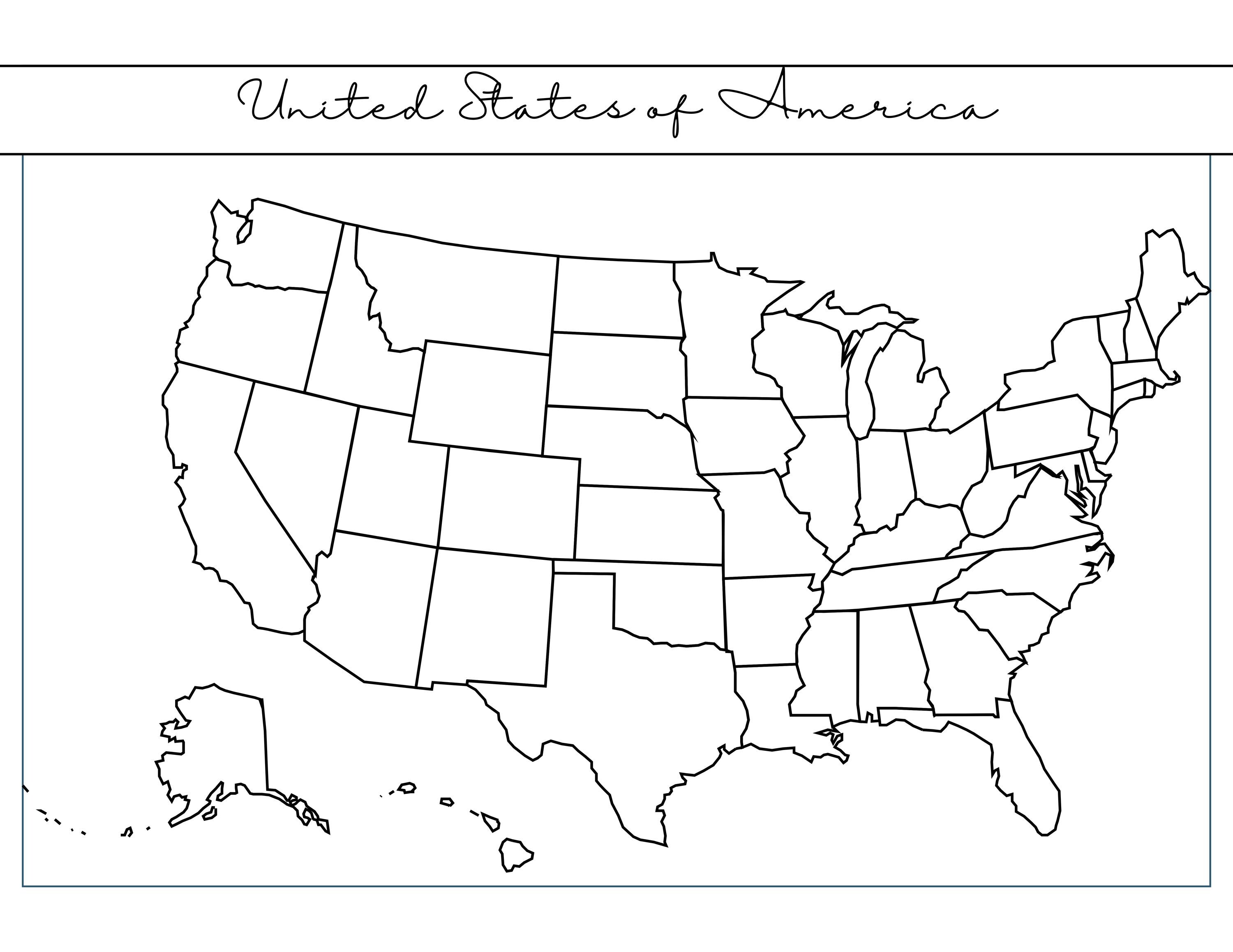 DIY Printable USA Outline Map: Educational Geography Tool for Kids ...