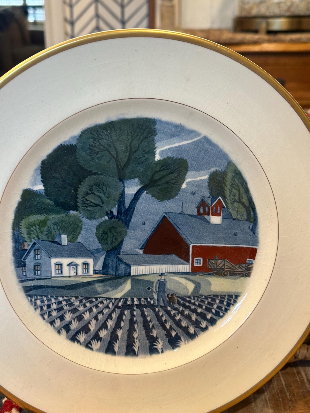 DALE NICHOLS the Red Barn Dinner Plate by Adams China MAY - Etsy