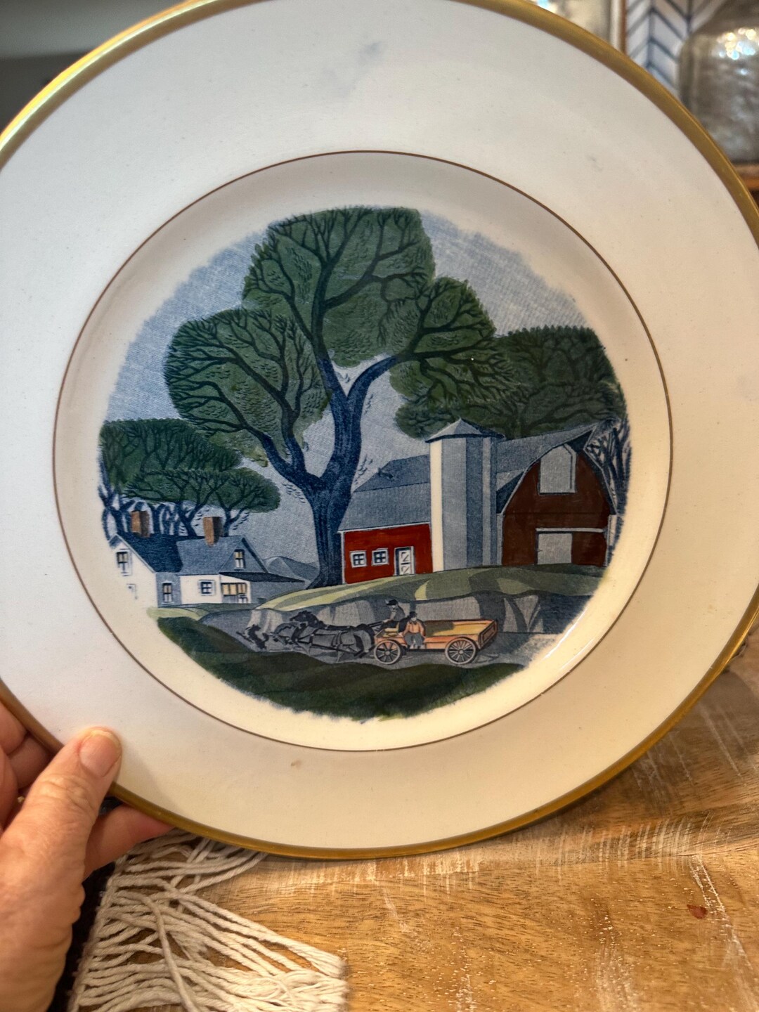 DALE NICHOLS the Red Barn Dinner Plate by Adams China OCTOBER - Etsy