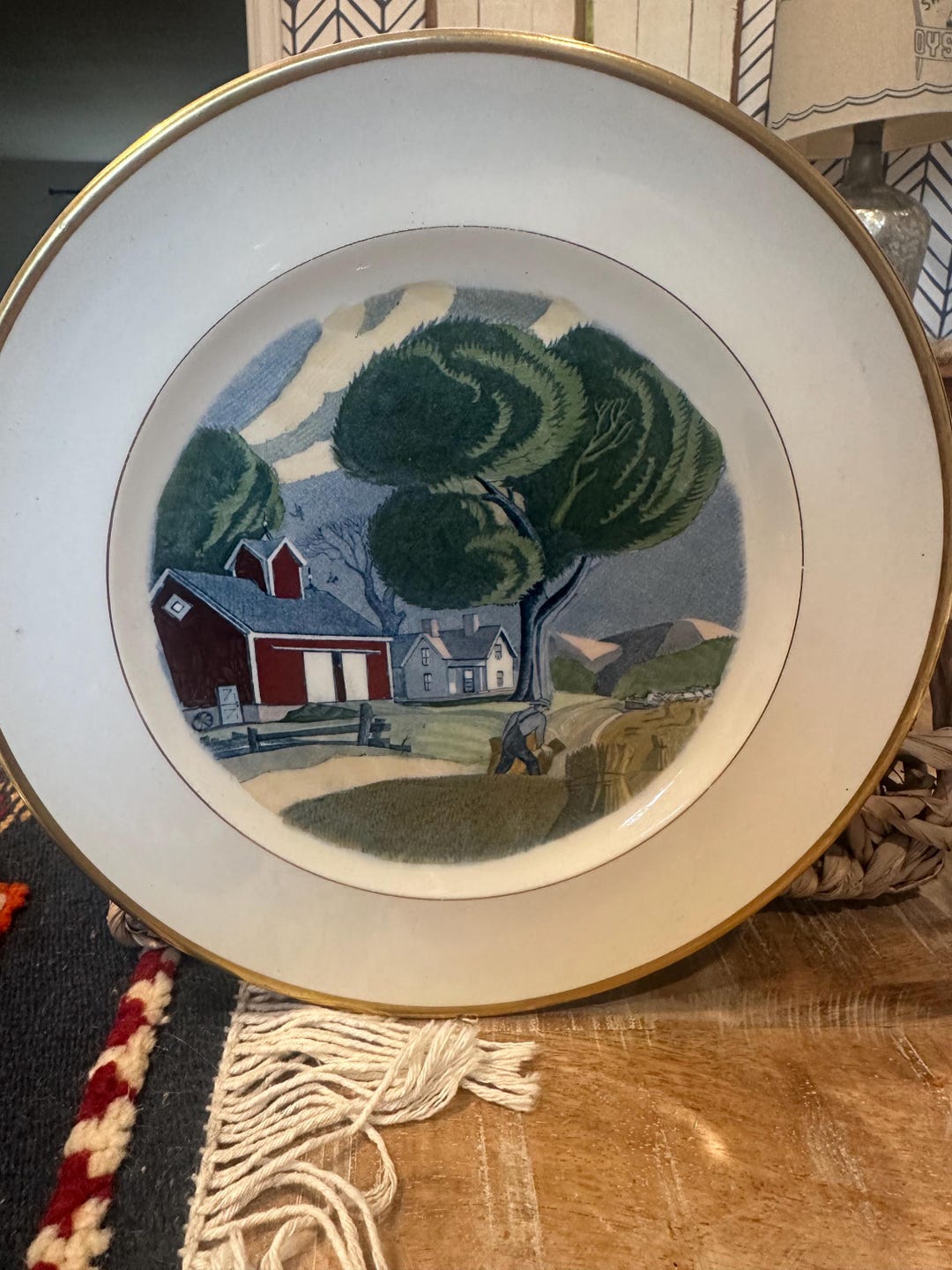 DALE NICHOLS the Red Barn Dinner Plate by Adams China SEPTEMBER - Etsy