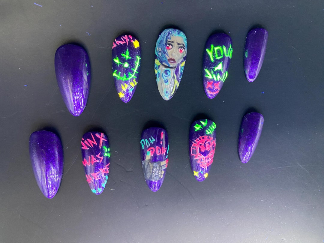 Handmade Premium Quality,jinx Arcane Glow Effect Press on Nail - Etsy