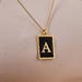 14K Gold Enamel Square Initial Necklace, Personalized Square Letter ...